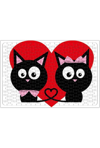 Baskı Dükkanı Kedicikler Kalp Cats Kedi Puzzle 240 Parça Yapboz Baskı Dükkanı Kedicikler Kalp Cats Kedi Puzzle 240 Parça Yapboz