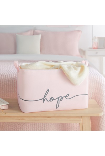 Ocean Home Pembe Hope Baskılı Sepet //42X31X25 Ocean Home Pembe Hope Baskılı Sepet //42X31X25