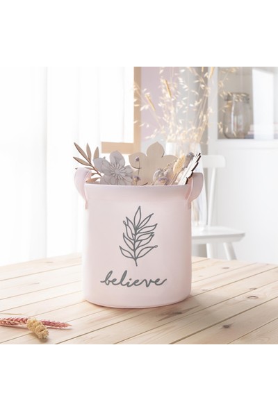 Ocean Home Pembe Believe Baskılı Sepet //20X20 Ocean Home Pembe Believe Baskılı Sepet //20X20
