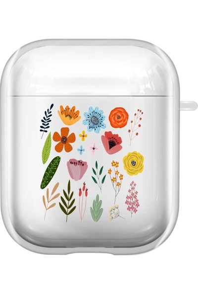 Bilişim Aksesuar Renkli Bahçe Desenli 1. ve 2. Nesil Şeffaf Airpods Kılıfı