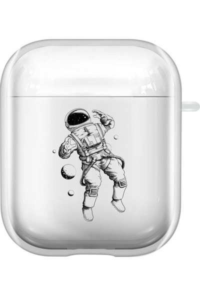Bilişim Aksesuar Astranot Desenli 1. ve 2. Nesil Şeffaf Airpods Kılıfı