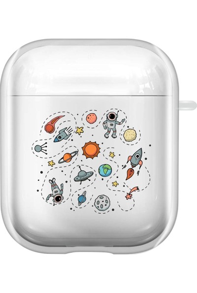 Bilişim Aksesuar Galaksi Desenli 1. ve 2. Nesil Şeffaf Airpods Kılıfı