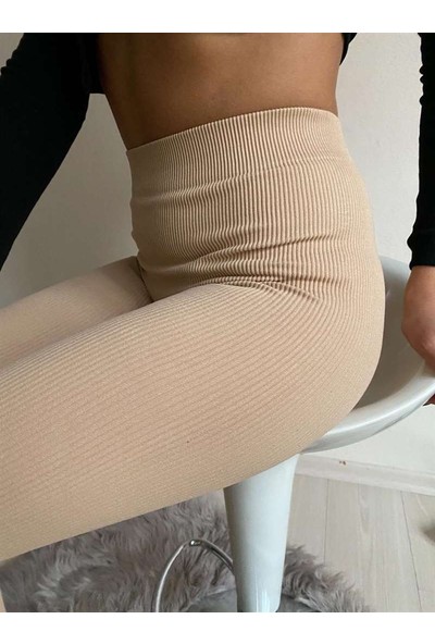 Azra Boutique Azraboutique Yüksek Bel Dikişsiz Fitilli Tayt Azra Boutique Azraboutique Yüksek Bel Dikişsiz Fitilli Tayt