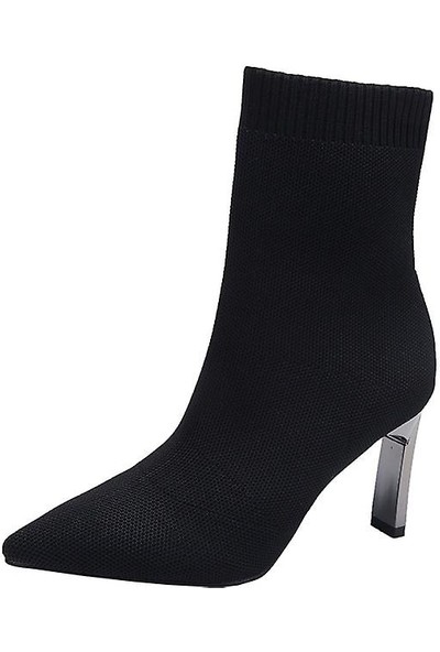 Jessieyou Mall Kadınlar İçin Topuk Sivri Burun Ayak Bileği Streç Çorap Botları (Yurt Dışından) Jessieyou Mall Kadınlar İçin Topuk Sivri Burun Ayak Bileği Streç Çorap Botları (Yurt Dışından)