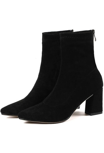 Jessieyou Mall Kadınlar İçin Tıknaz Topuklu Ayak Bileği Streç Çorap Botları (Yurt Dışından)