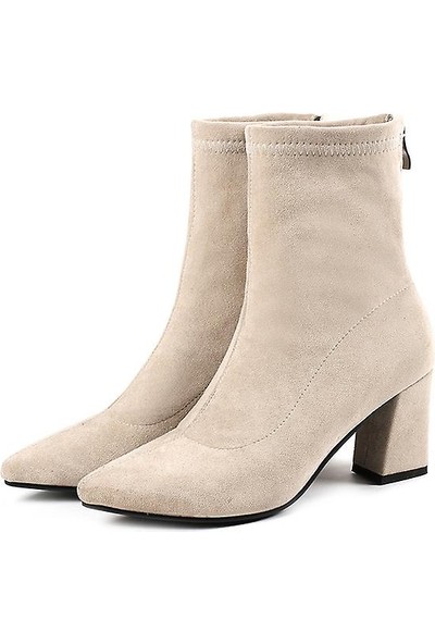 Jessieyou Mall Kadınlar İçin Tıknaz Topuklu Ayak Bileği Streç Çorap Botları (Yurt Dışından)