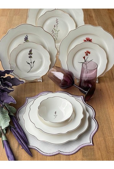 Rossev Roy King Yemek Takımı Lavender 24 Parça 6 Kişilik