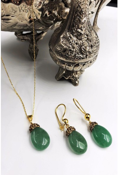 Anasons Harem Koleksiyonu Aventurin Taşı El Yapımı 925 Ayar Gümüş Set Gdr5 Anasons Harem Koleksiyonu Aventurin Taşı El Yapımı 925 Ayar Gümüş Set Gdr5