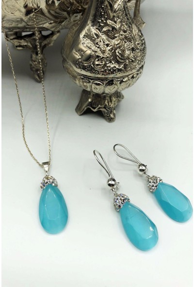 Anasons Harem Koleksiyonu Kedigözü Taşı El Yapımı 925 Ayar Gümüş Set GDR16