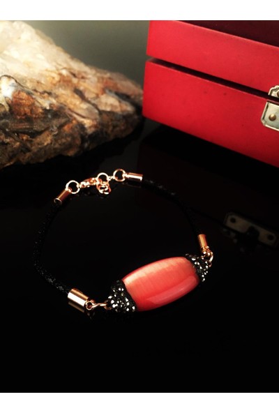 Anasons Doğaltaş Kadın Kedigözü Taşı Rose Altın Kaplama Bileklik KRB221 Anasons Doğaltaş Kadın Kedigözü Taşı Rose Altın Kaplama Bileklik KRB221