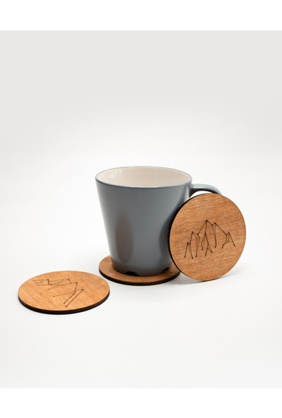 Kanvasnes Ahşap 6'lı Ahşap Bardak Altılığı