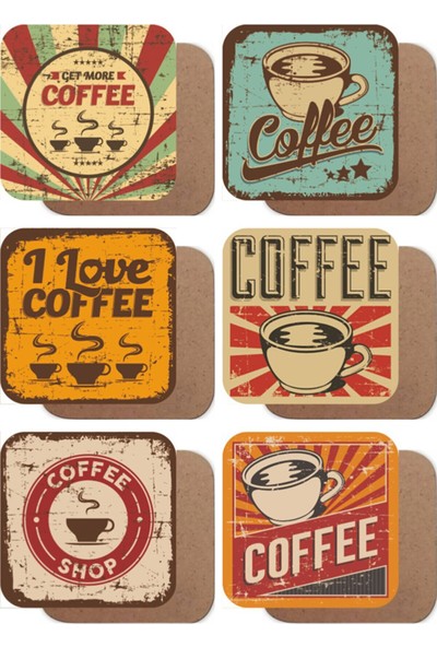 Kanvasnes Ahşap 6'lı Ahşap Bardak Altılığı