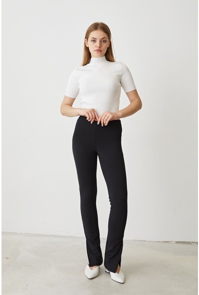 Lime Moda Yan Yırtmaçlı Tayt-Siyah Lime Moda Yan Yırtmaçlı Tayt-Siyah