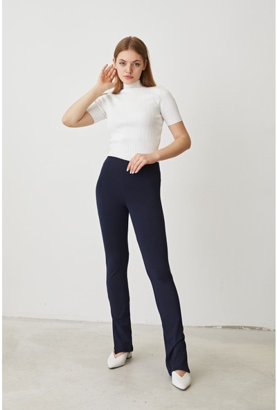 Lime Moda Yan Yırtmaçlı Tayt-Lacivert Lime Moda Yan Yırtmaçlı Tayt-Lacivert