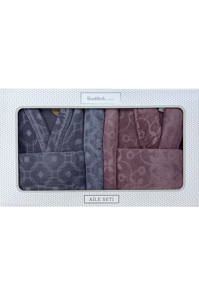 Özdilek Wildy Aile Bornoz Seti Antrasit-Decorose Özdilek Wildy Aile Bornoz Seti Antrasit-Decorose