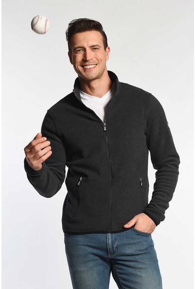 Ucla Soledad Koyu Gri Fermuarlı ve Cepli Polar Erkek Sweatshirt