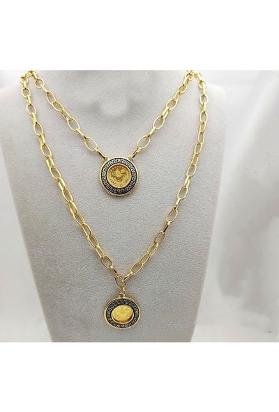 Ey Fashion Çiftli Versace Model Altın Kaplama Kolye Ey Fashion Çiftli Versace Model Altın Kaplama Kolye