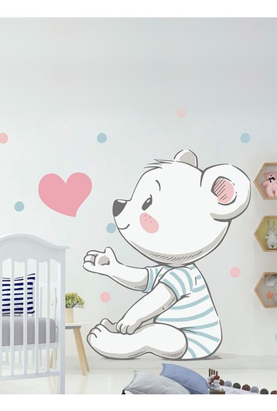 Kt Grup Mavi Pijamalı Sevimli Ayıcık Bebek Odası Duvar Sticker Kt Grup Mavi Pijamalı Sevimli Ayıcık Bebek Odası Duvar Sticker