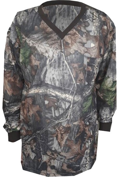 Tişört File V Yaka Uzunkol/orman Desen Tişört File V Yaka Uzunkol/orman Desen