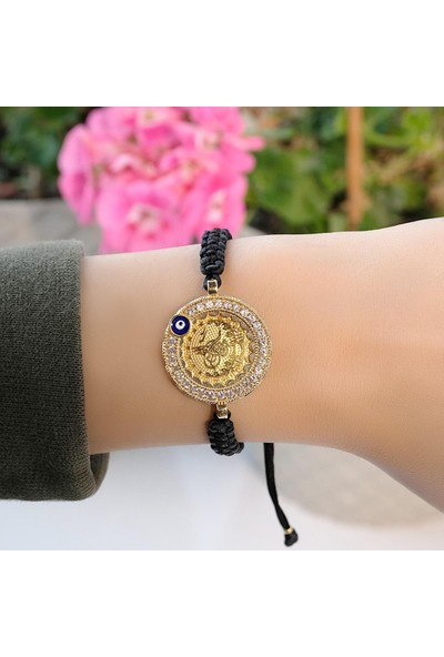 Aytek Gold Tuğralı Nazar Boncuklu Ipli Bileklik Aytek Gold Tuğralı Nazar Boncuklu Ipli Bileklik