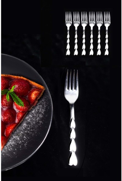 Doğuş Mutfak Tatlı Çatalı Kalpli Paslanmaz Çelik 6 Adet Doğuş Mutfak Tatlı Çatalı Kalpli Paslanmaz Çelik 6 Adet