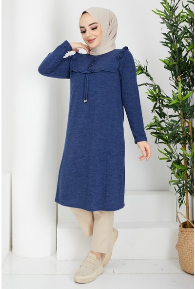 İmaj Butik Büyük Beden Tesettür Tunik/indigo