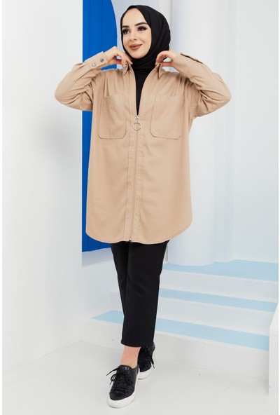 İmaj Butik Ön Cep Detaylı Gabardin Tesettür Ceket/camel İmaj Butik Ön Cep Detaylı Gabardin Tesettür Ceket/camel