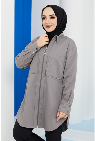 İmaj Butik Ön Cep Detaylı Gabardin Tesettür Ceket/antrasit İmaj Butik Ön Cep Detaylı Gabardin Tesettür Ceket/antrasit