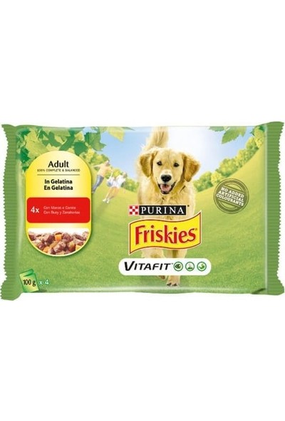 Friskies Adult Biftekli Pouch Yetişkin Köpek Konservesi 4X100 gr Friskies Adult Biftekli Pouch Yetişkin Köpek Konservesi 4X100 gr