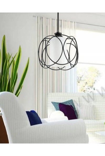 Olimpiyat Tekli Beyaz Mikalı Siyah Sarkıt Avize