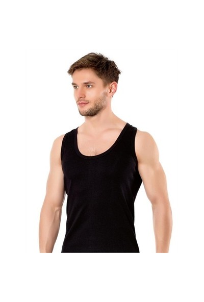 Tutku 6'Lı Paket Erkek Ribana Atlet Siyah