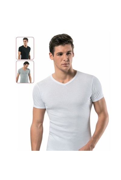 Tutku 3'Lü Paket Erkek Kısa Kol V Yaka Fanila Siyah