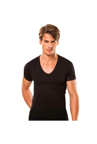 Jiber Erkek Likralı V Yaka Yarım Kol Fanila