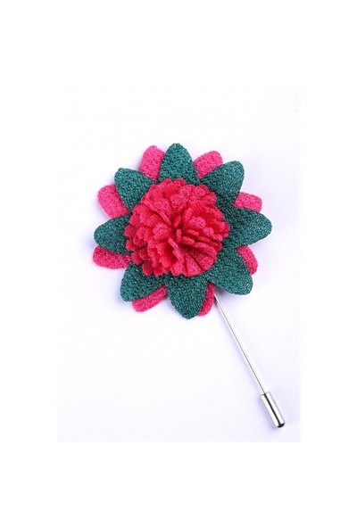 La Pescara Pembe-Yeşil Özel Tasarım Yaka Çiçeği Yc0086