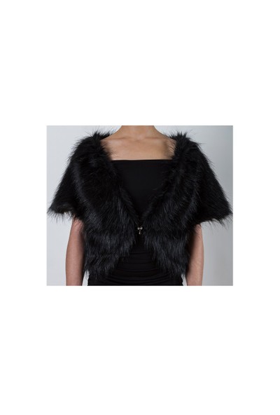 Oleg Cassini Fildişi Kürk Abiye Bolero Ff001b