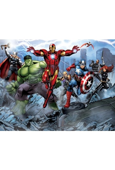 Adalı Dekor Çocuk Odası Duvar Kağıdı Süper Kahramanlar Desenli