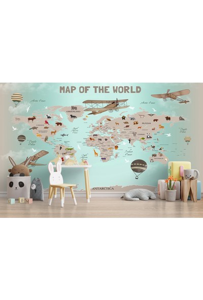 Adalı Dekor Çocuk Odası Duvar Kağıdı Dünya Haritası Adalı Dekor Çocuk Odası Duvar Kağıdı Dünya Haritası