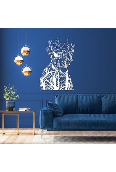Altın Pusula Women Tree Birds Metal Tablo Altın Pusula Women Tree Birds Metal Tablo