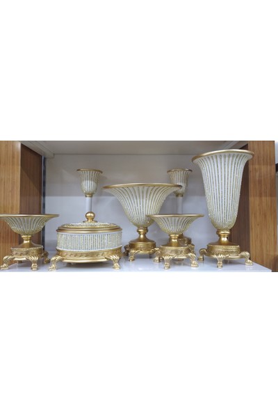 My Wood Taş Işlemeli 7 Parça Polyester Salon Takımı