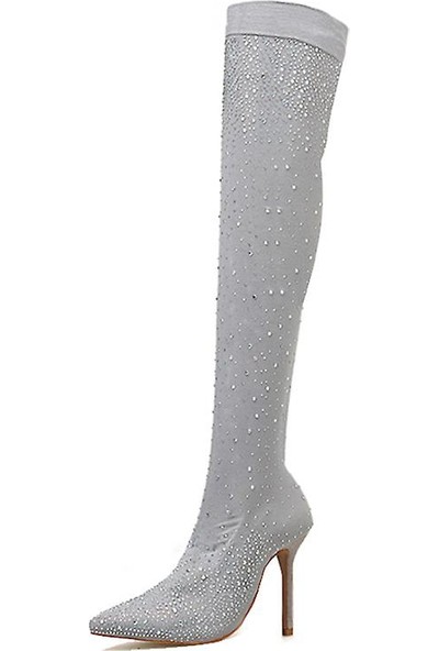 Jessieyou Mall Kadınlar İçin Sivri Burun 11 cm Topuk Çizmeleri (Yurt Dışından)