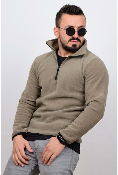 Edwox Erkek Slim Fit Günlük Fermuarlı Spor Polar Yeşil PR133 Edwox Erkek Slim Fit Günlük Fermuarlı Spor Polar Yeşil PR133