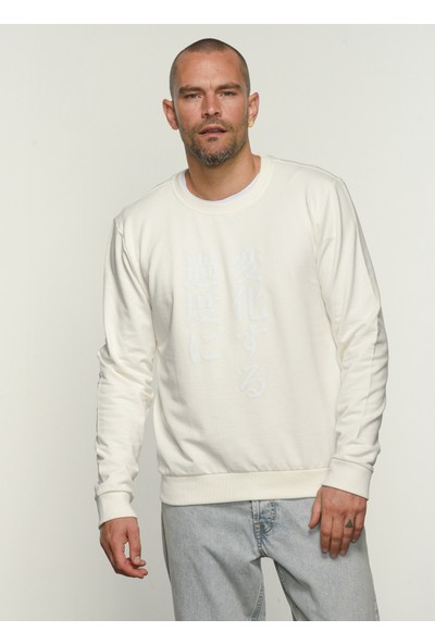People By Fabrika Sweatshirt, L, Beyaz