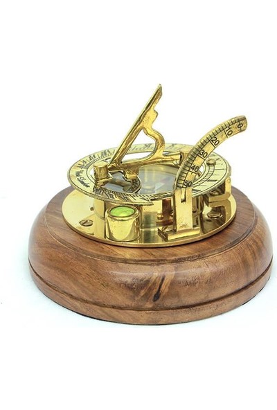 Mnk Home Ahşap Kaideli Güneş Saati Pusulalı Metal Pirinçten H0087 Mnk Home Ahşap Kaideli Güneş Saati Pusulalı Metal Pirinçten H0087