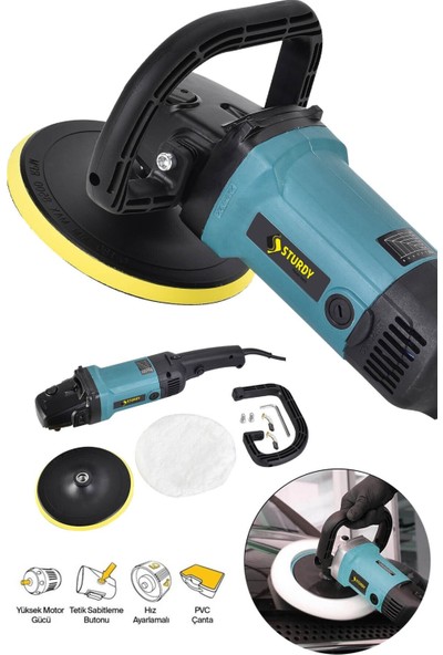 Sturdy Japon Tecnologhy L-4 Profesyonel Polisaj Makinası 4200 W 180 mm 6 Kademeli Pasta Cila Uygulama Uzman