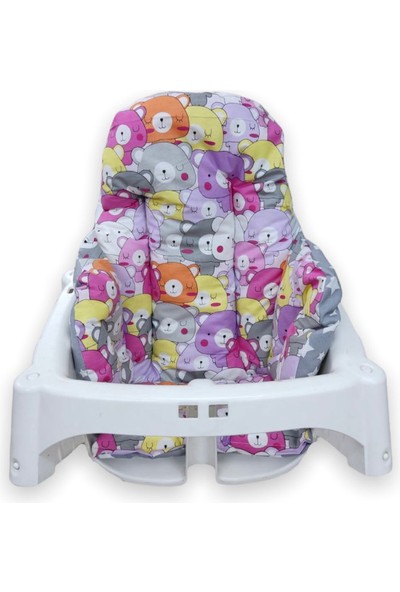 Bebek Özel Bebek/çocuk Mama Sandalyesi Minderi Pembe Neşeli Ayıcıklar ve Gri Yıldızlı Bebek Özel Bebek/çocuk Mama Sandalyesi Minderi Pembe Neşeli Ayıcıklar ve Gri Yıldızlı