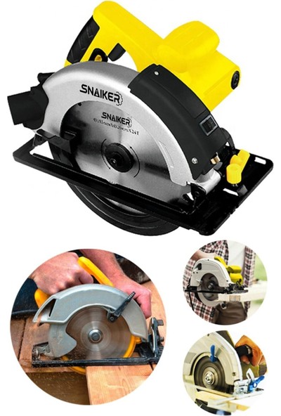 Snaiker Alman 3000 Watt Lazerli Bakir Sargılı Metal Şanzıman Sunta Kesme Daire Testere Makinesi 185 mm Sarı Snaiker Alman 3000 Watt Lazerli Bakir Sargılı Metal Şanzıman Sunta Kesme Daire Testere Makinesi 185 mm Sarı