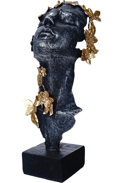 Baosity Kelebek Kız Heykeli Dekor - Siyah (Yurt Dışından)