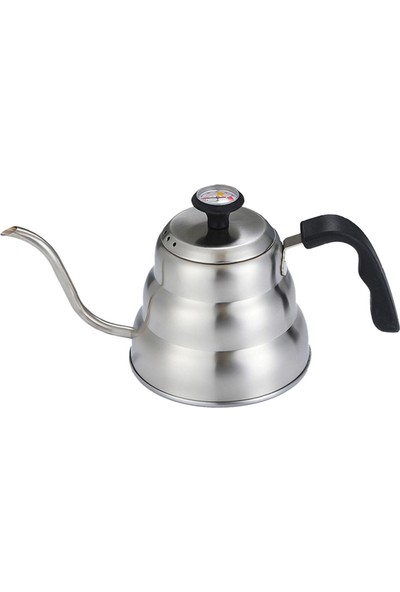 Baosity Damla Su Isıtıcısı Termometre Dökmek Kahve Çay Potu Kuğu Uzun Boyun 1l Gümüş