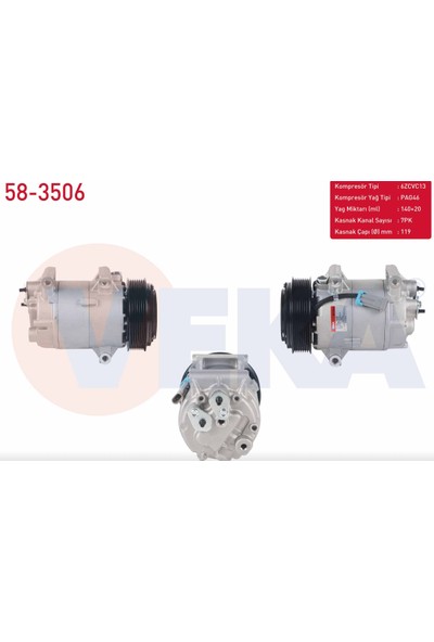 Veka Scenic 2 1.9 Dci Klima Kompresörü 7 Kanallı 8200678499-8200940233