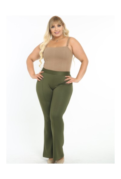 Büyük Bedenim Ütü Dikişli Ispanyol Paça Pantolon